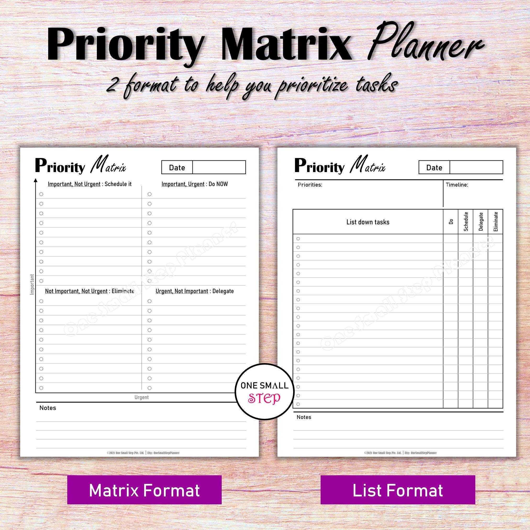 Eisenhower Priority Matrix, Daily Task Planner List, Daily Productivity ...