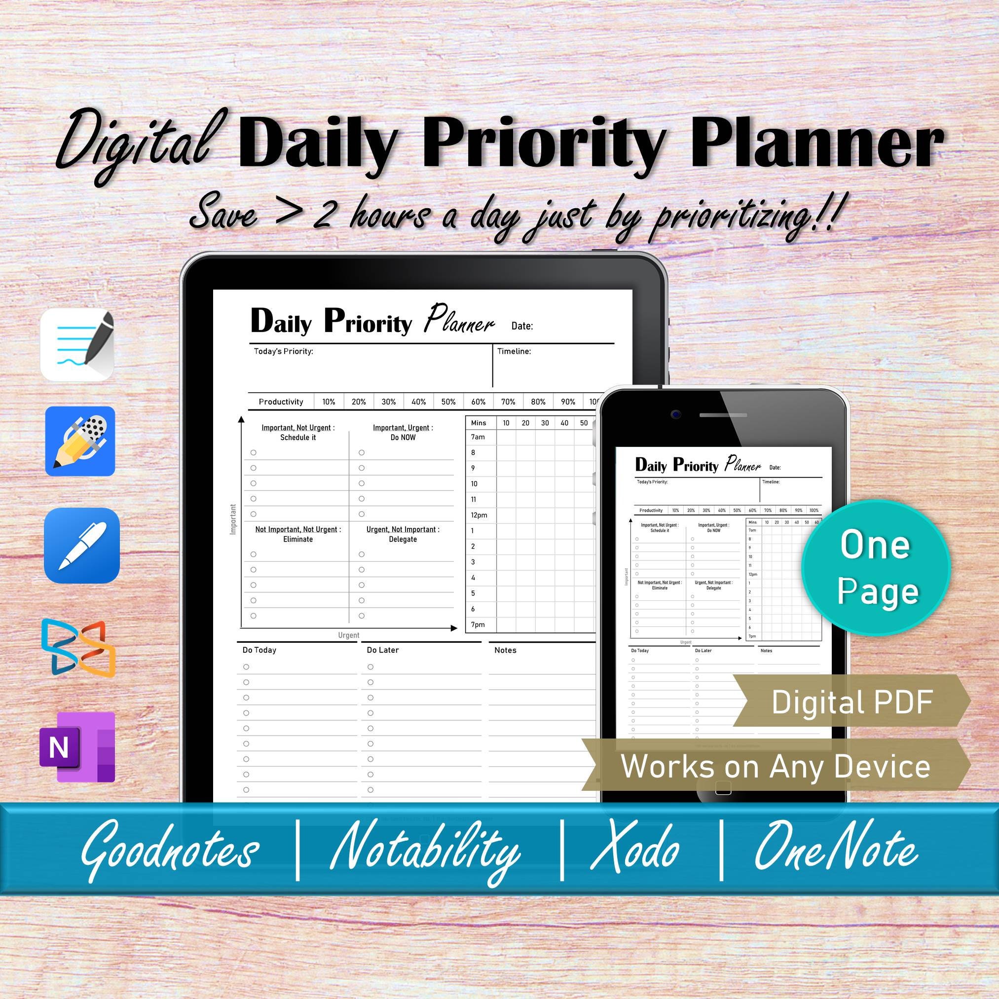 Digital Daily Priority Matrix iPad Planner Goodnotes 10 - Etsy
