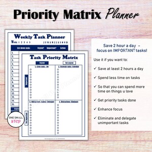 Priority Matrix, Eisenhower Matrix, Time Management, Task List, Weekly ...