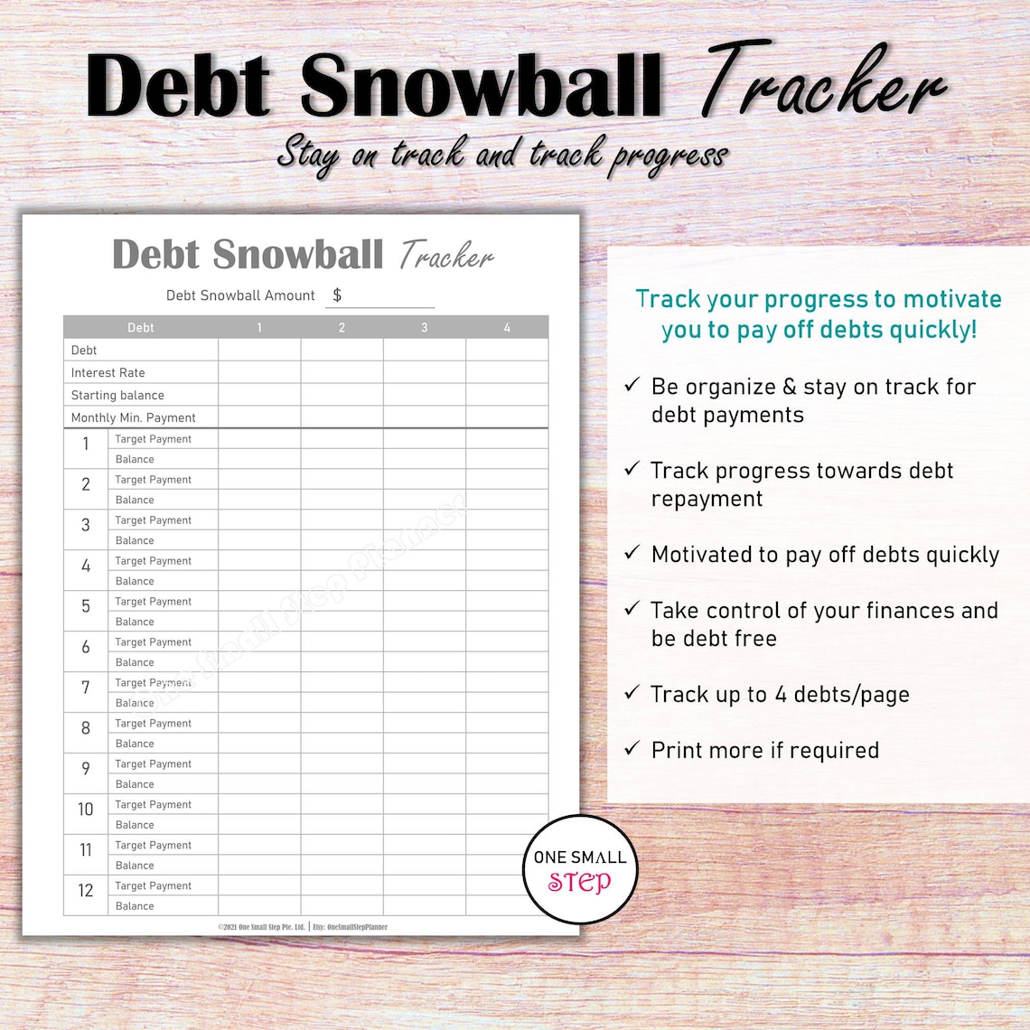 Debt Snowball Printable, Debt Payment Tracker, Debt Payoff Tracker ...