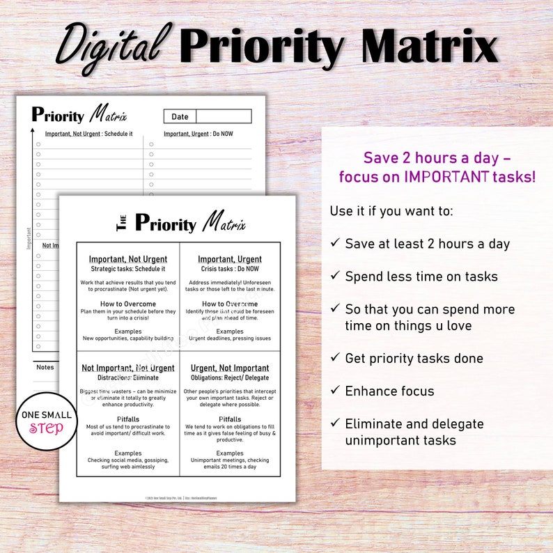 Digital Priority Matrix iPad Planner, Goodnotes Eisenhower Matrix Daily ...