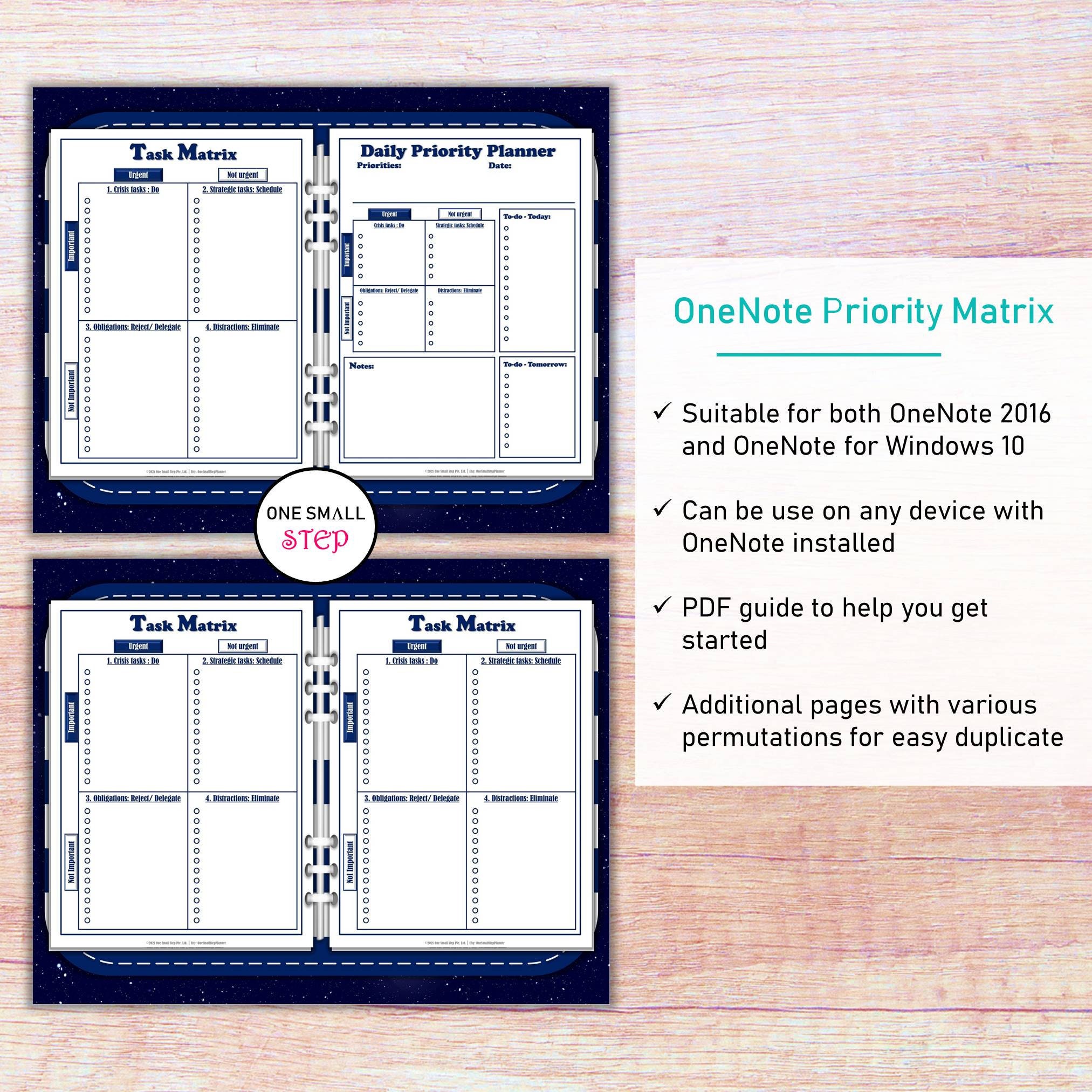 Priority Matrix Digital Planner Onenote, Eisenhower Matrix Project ...
