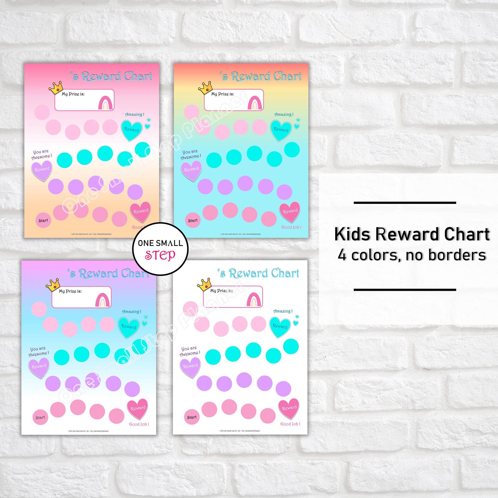 Reward Sticker Chart Kids Reward Chart Girl Sticker Chart | Etsy