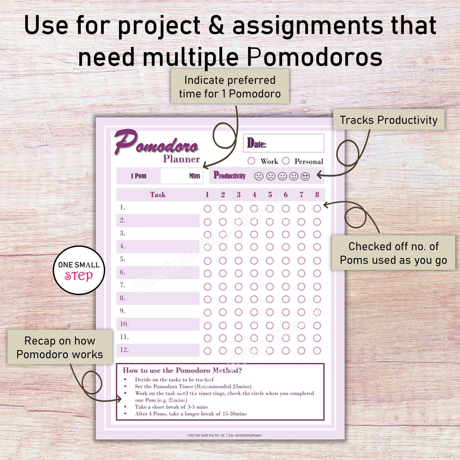 Onenote Digital Planner Pomodoro Planner, Time Management Pomodoro ...