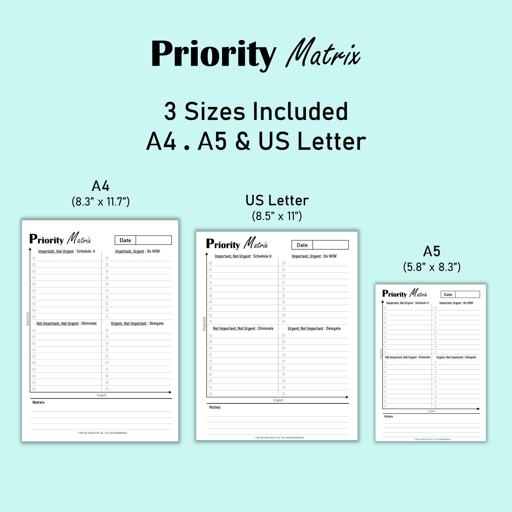 Eisenhower Priority Matrix, Daily Task Planner List, Daily Productivity ...