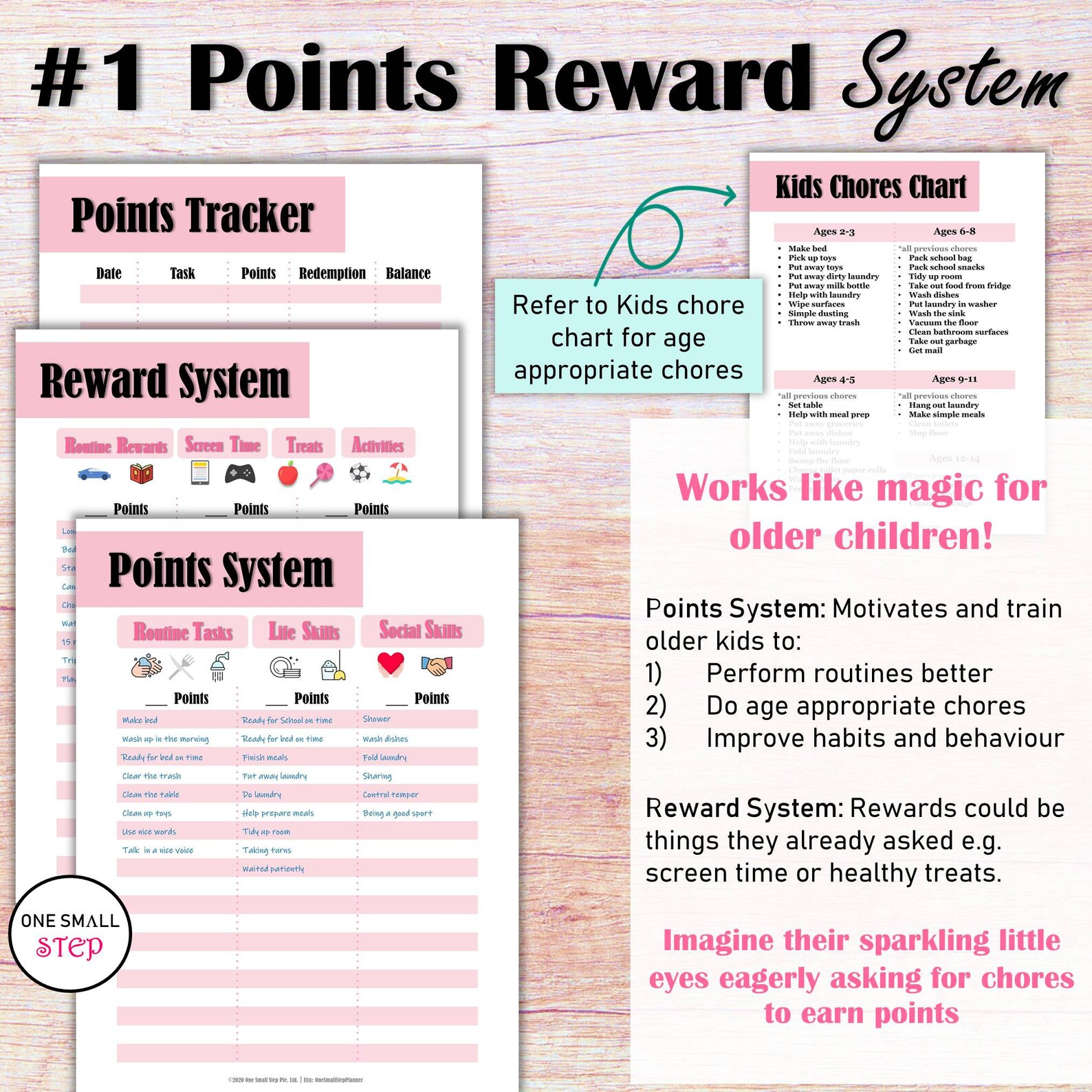 Kids Reward Chart Reward System for Toddlers & Preschoolers, Kids ...