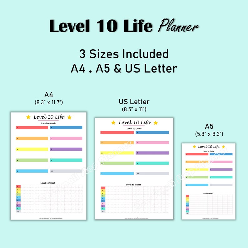 Level 10 Life Planner Bujo Template, Level 10 Goal Setting Table, Self ...