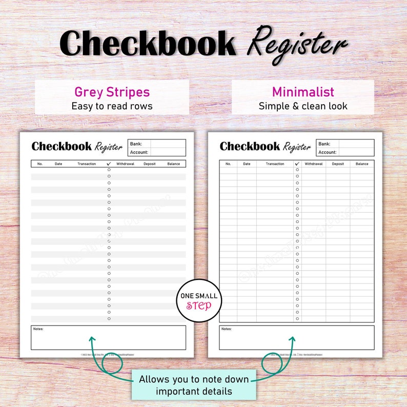 Checkbook Register, Checking Account Ledger, Bank Account Tracker ...