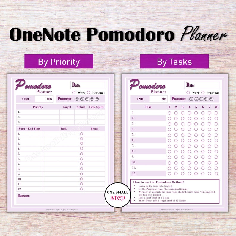 Onenote Digital Planner Pomodoro Planner, Time Management Pomodoro ...
