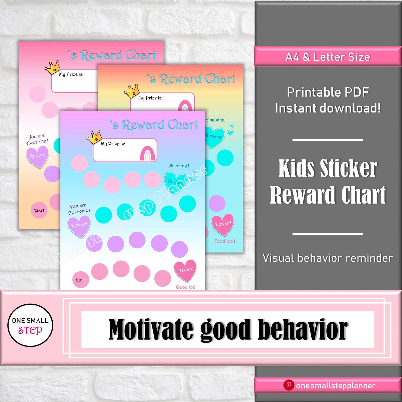 Reward Sticker Chart Kids Reward Chart Girl Sticker Chart | Etsy