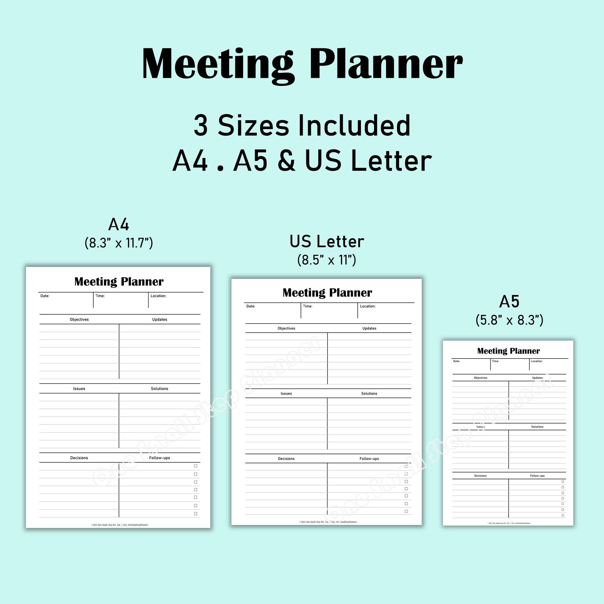 Meeting Notes Planner Printable, Meeting Agenda Note Taking Template ...