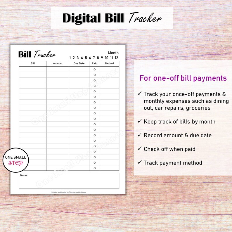 Digital Bill Tracker Ipad Budget Planner Goodnotes Monthly | Etsy