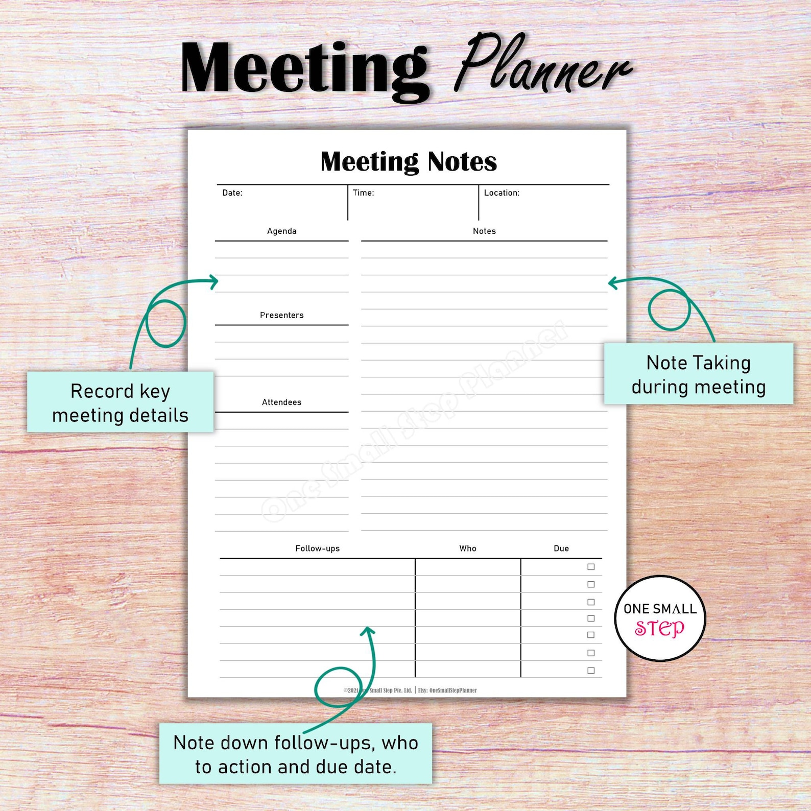 Meeting Notes Planner Printable, Meeting Agenda Note Taking Template ...