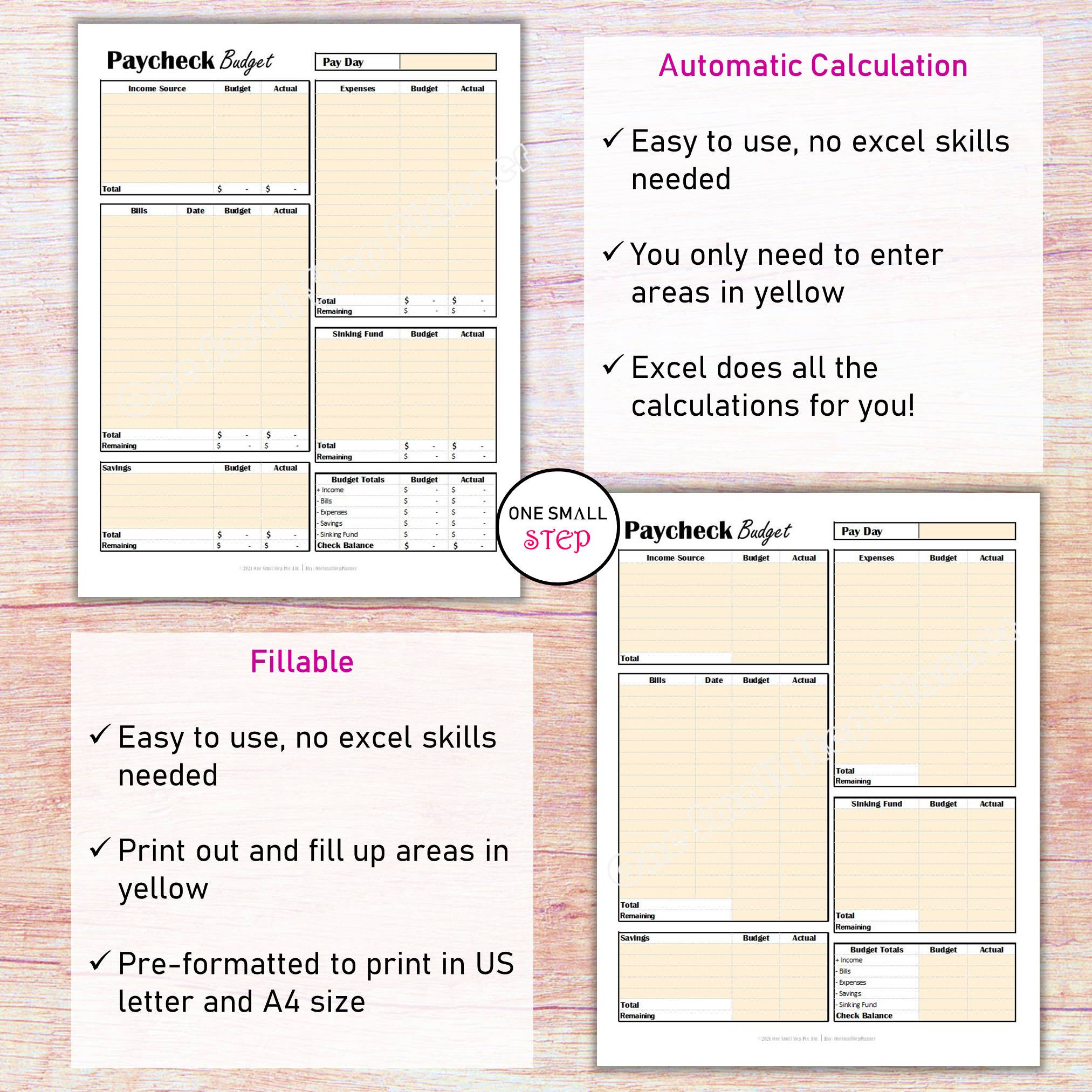 Paycheck Budget Excel Spreadsheet, Editable Monthly Budget by Paycheck ...