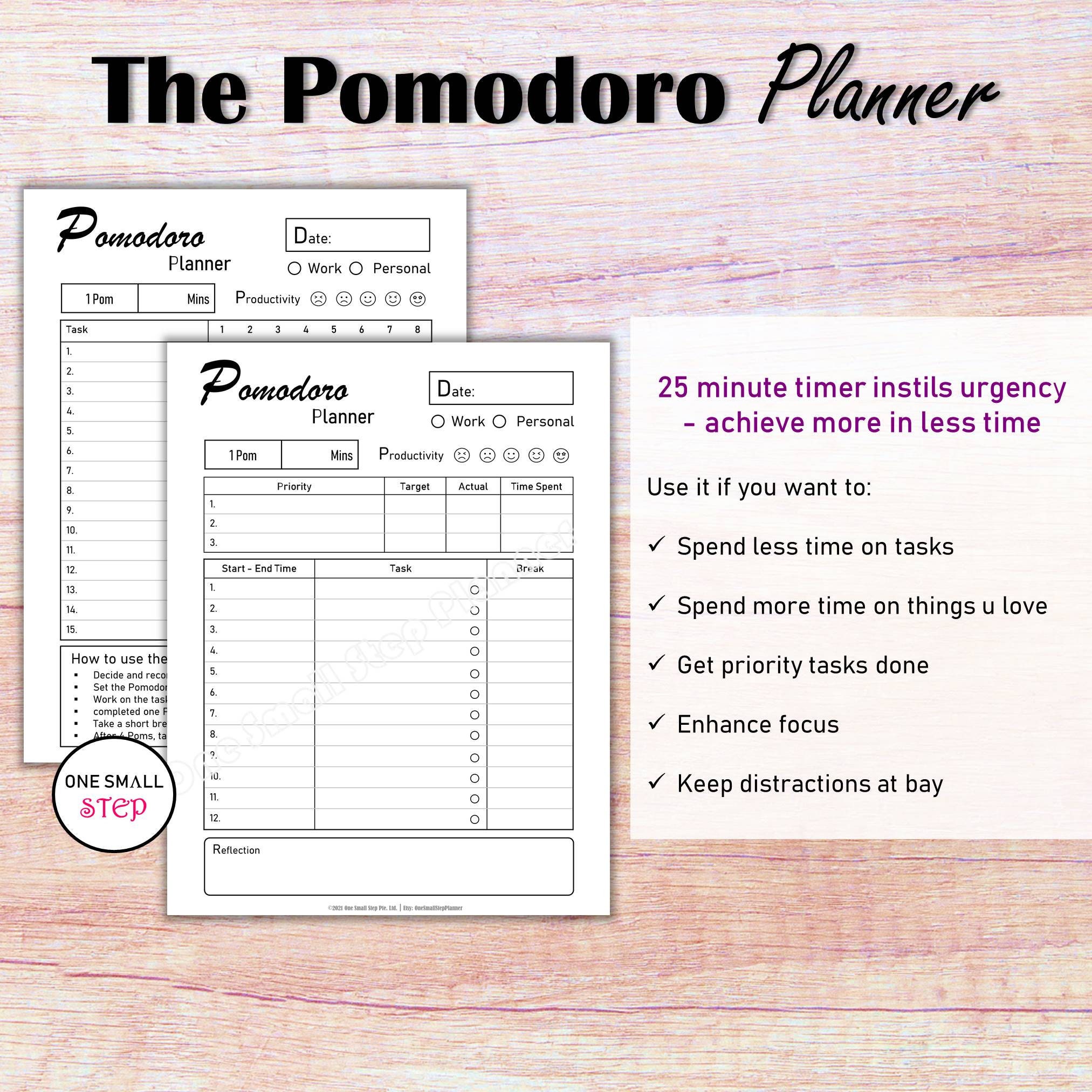 Pomodoro Procrastination Planner, Time Management Pomodoro Technique ...