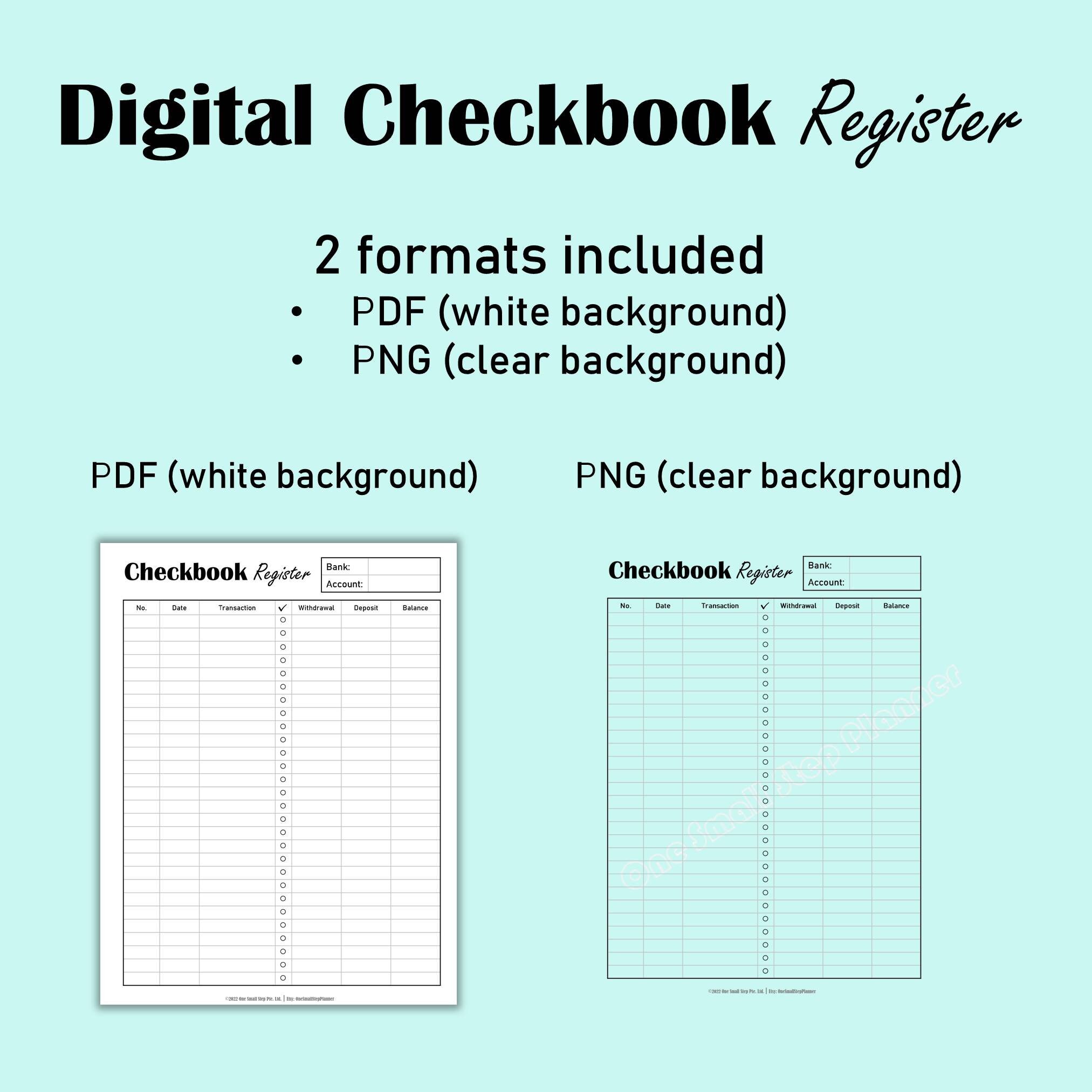 Digital Checkbook Register Goodnotes, Checking Account Ledger for Ipad ...