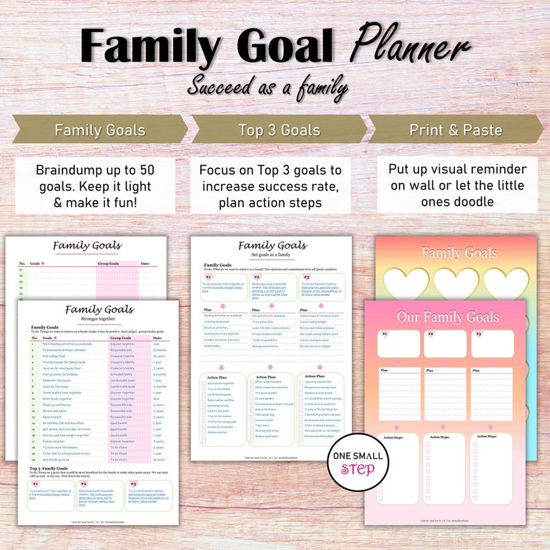 2024 Yearly Family Goal Planner, Goal Setting Workbooks Printable ...