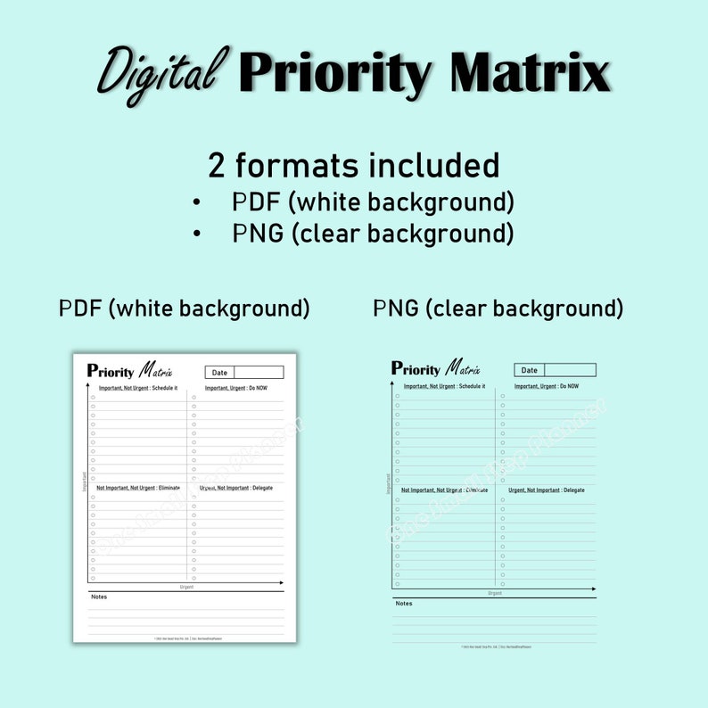 Digital Priority Matrix iPad Planner, Goodnotes Eisenhower Matrix Daily ...