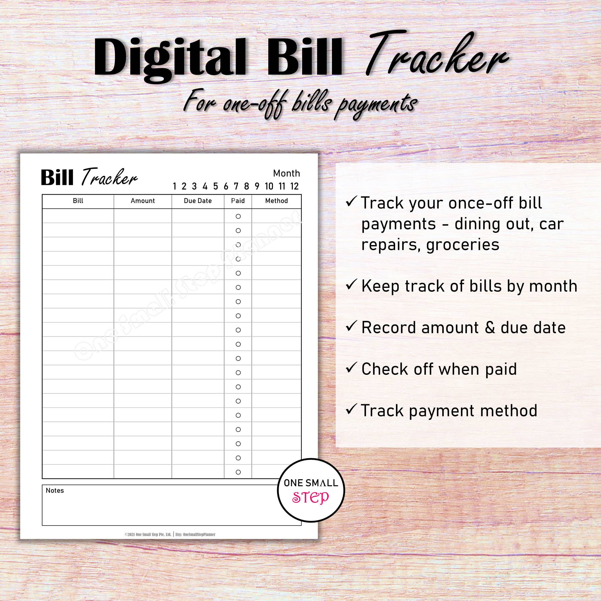 Digital Bill Tracker iPad Budget Planner, Goodnotes Monthly Bill ...