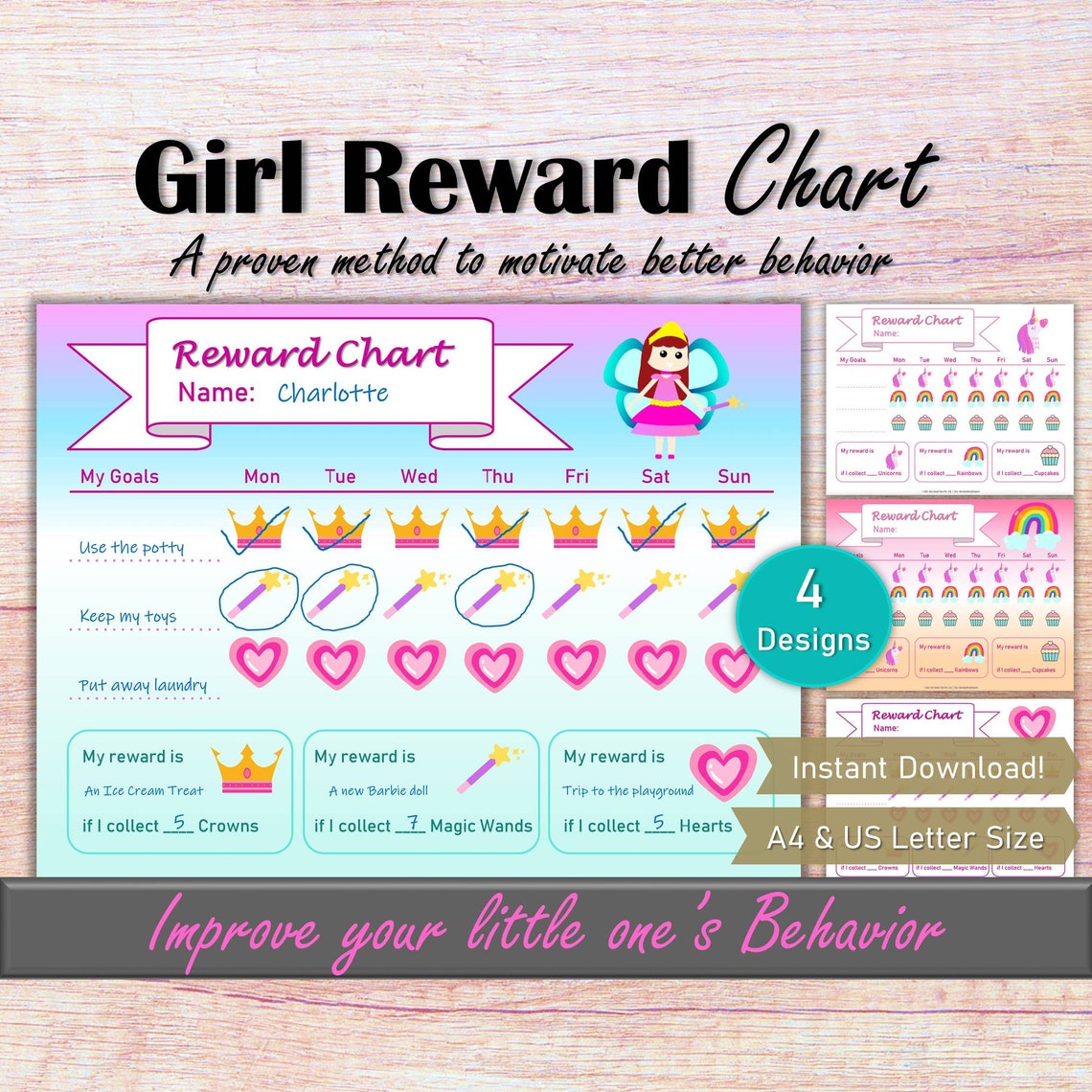 Kids Behavior Chart Kids Reward Chart for Girl Daily Routine - Etsy