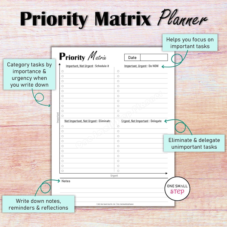 Eisenhower Priority Matrix, Daily Task Planner List, Daily Productivity ...