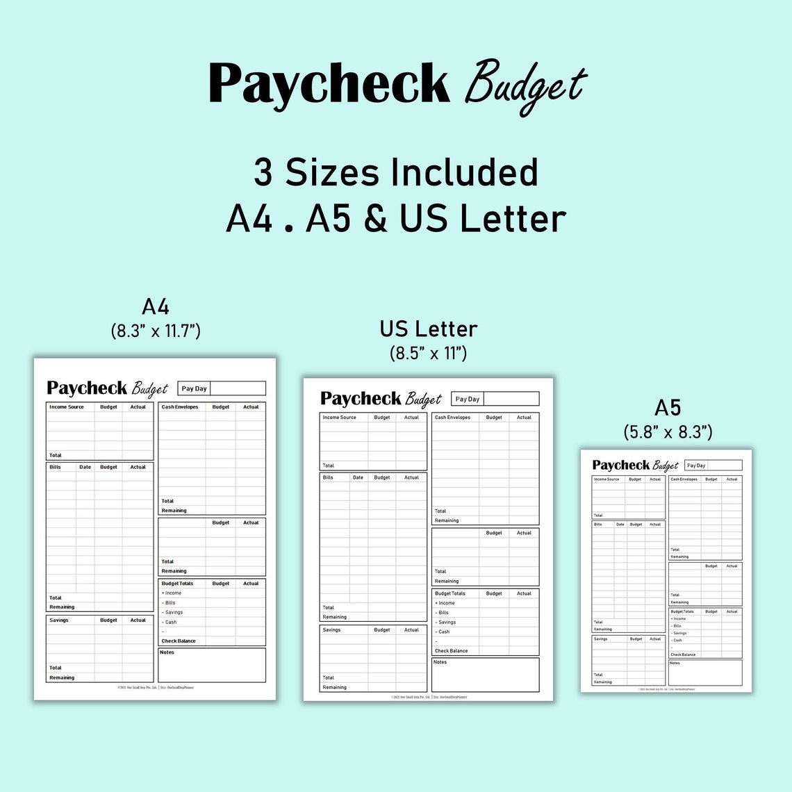 Paycheck Budget Cash Envelope Tracker, Budget by Paycheck Cash Envelope ...