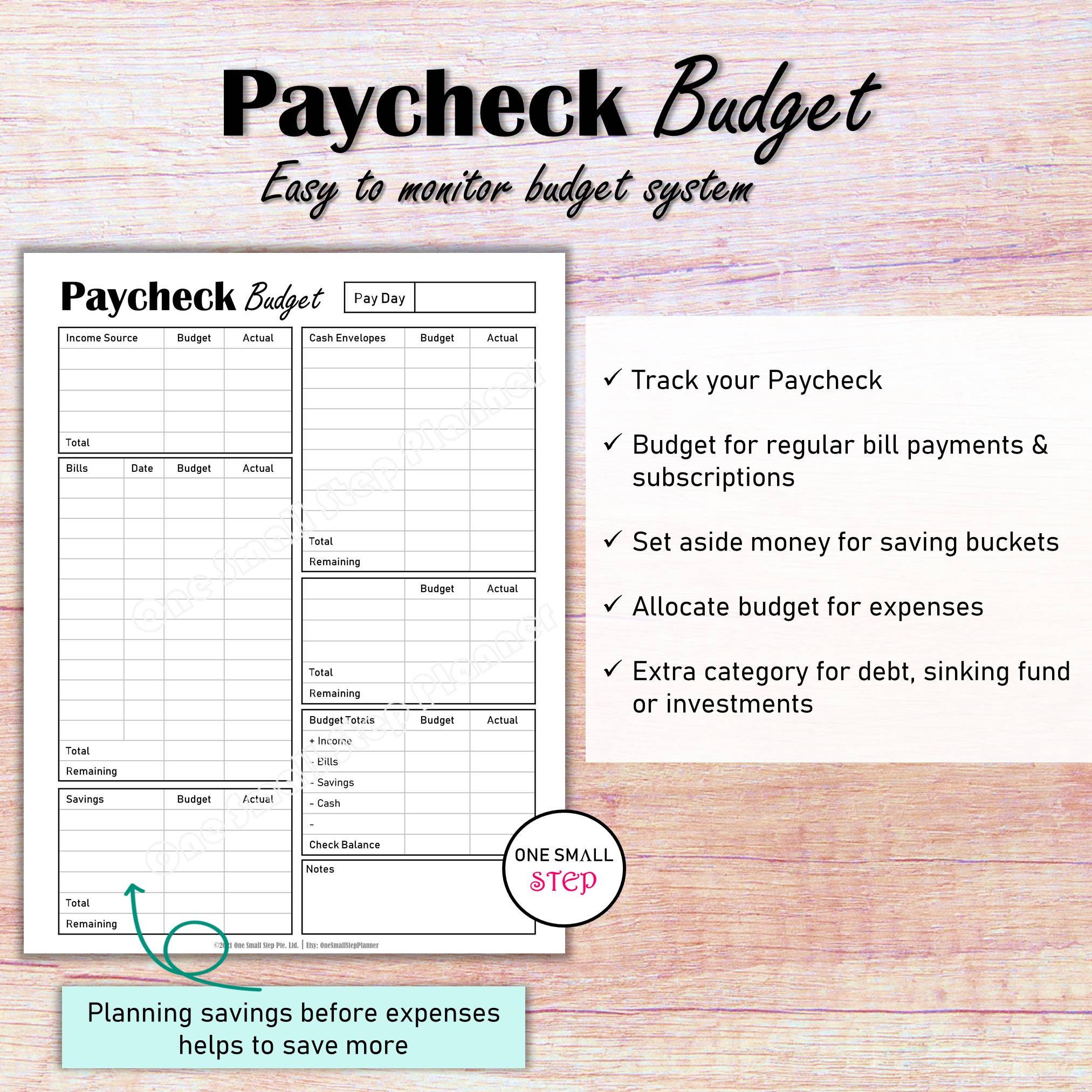 Paycheck Budget Cash Envelope Tracker, Budget by Paycheck Cash Envelope ...