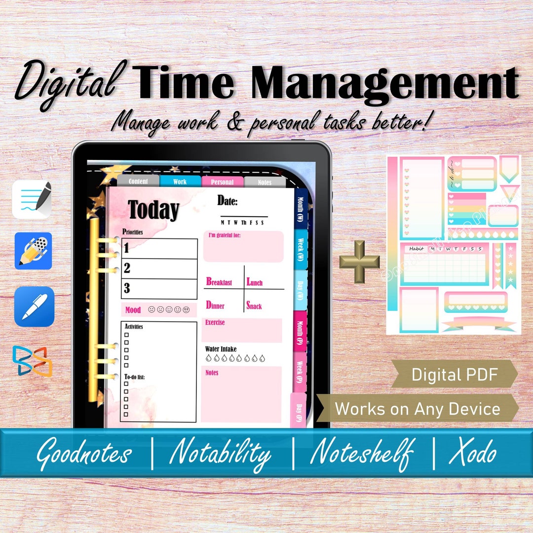 Time Management Goodnotes Planner, Hourly Planner, Habit Tracker ...