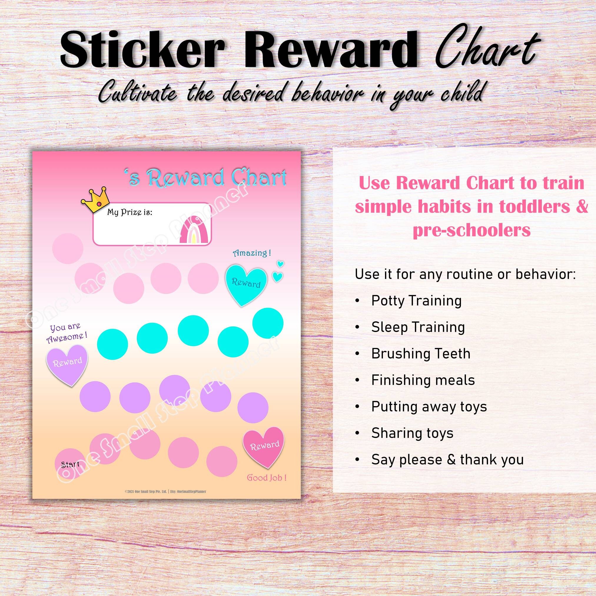 Reward Sticker Chart Kids Reward Chart Girl Sticker Chart - Etsy