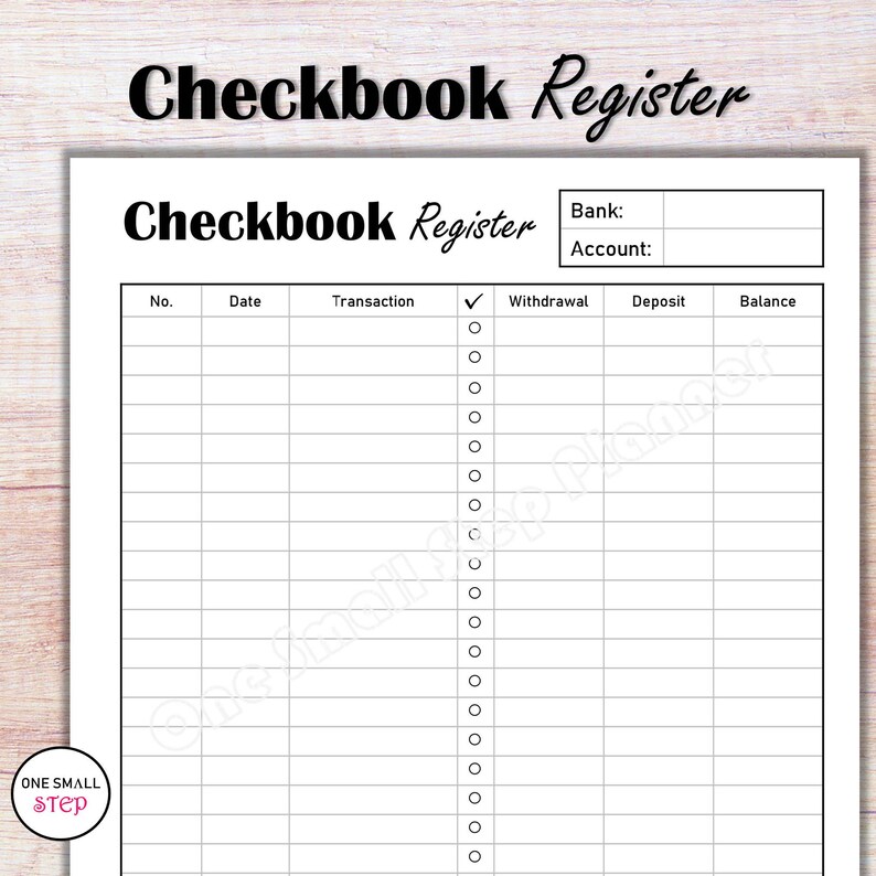 Checkbook Register, Checking Account Ledger, Bank Account Tracker ...