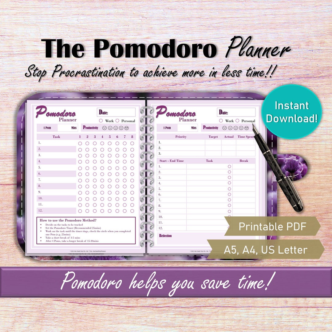 Pomodoro Planner Pomodoro Technique Printable, Time Management Time ...
