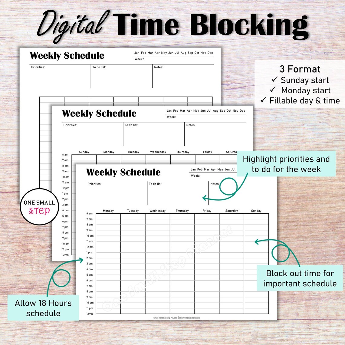 Daily Time Blocking Hourly Planner Good Notes Templates, Onenote ...