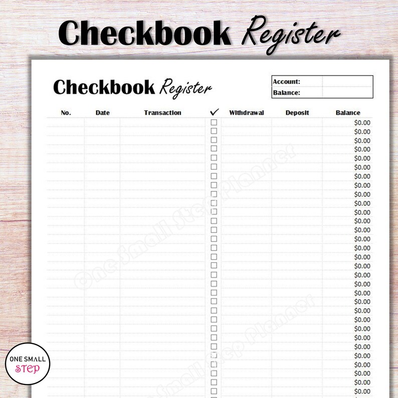 Editable Checkbook Register, Checking Account Ledger, Bank Account ...