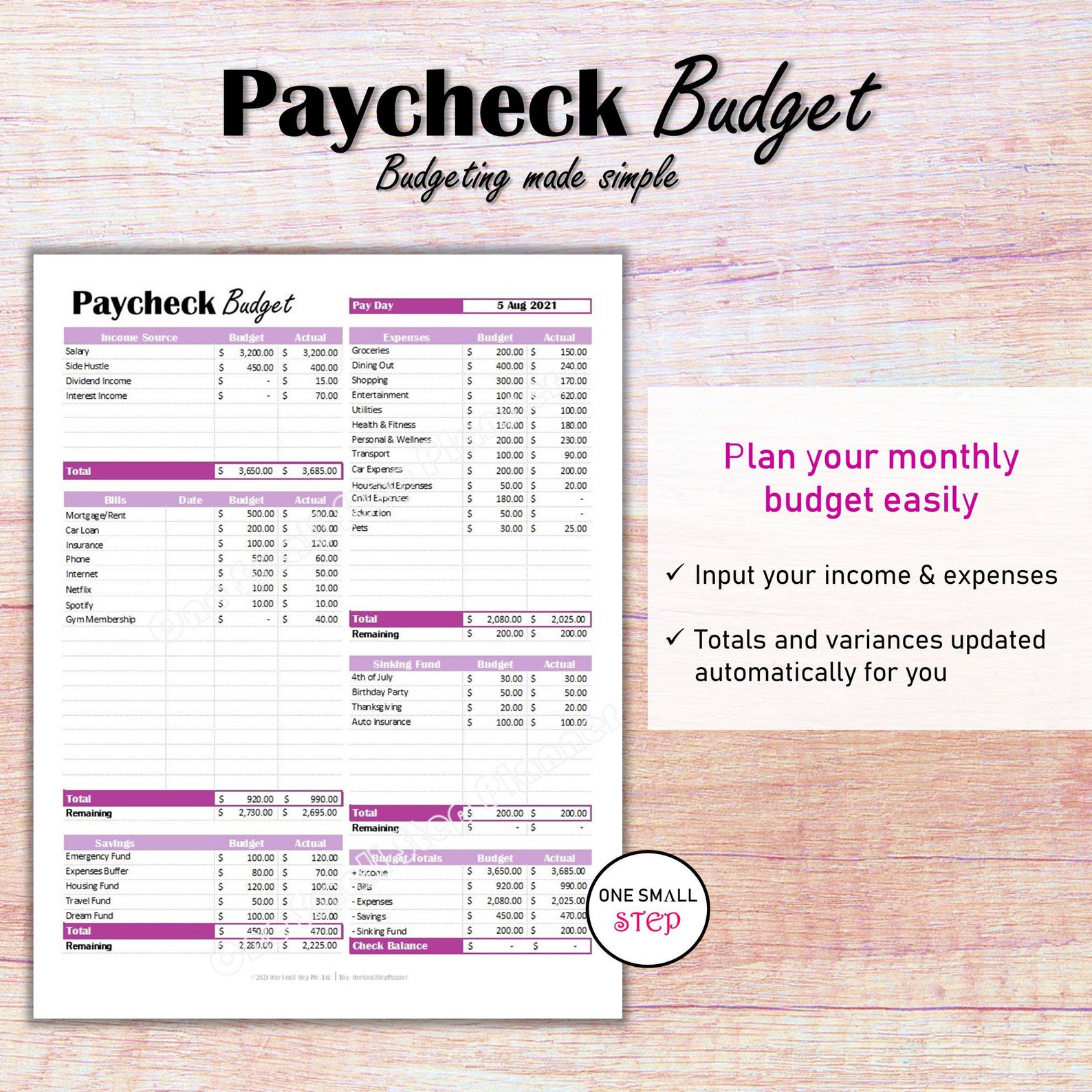 Budget by Paycheck Spreadsheet, Editable Monthly Budget Template Excel ...
