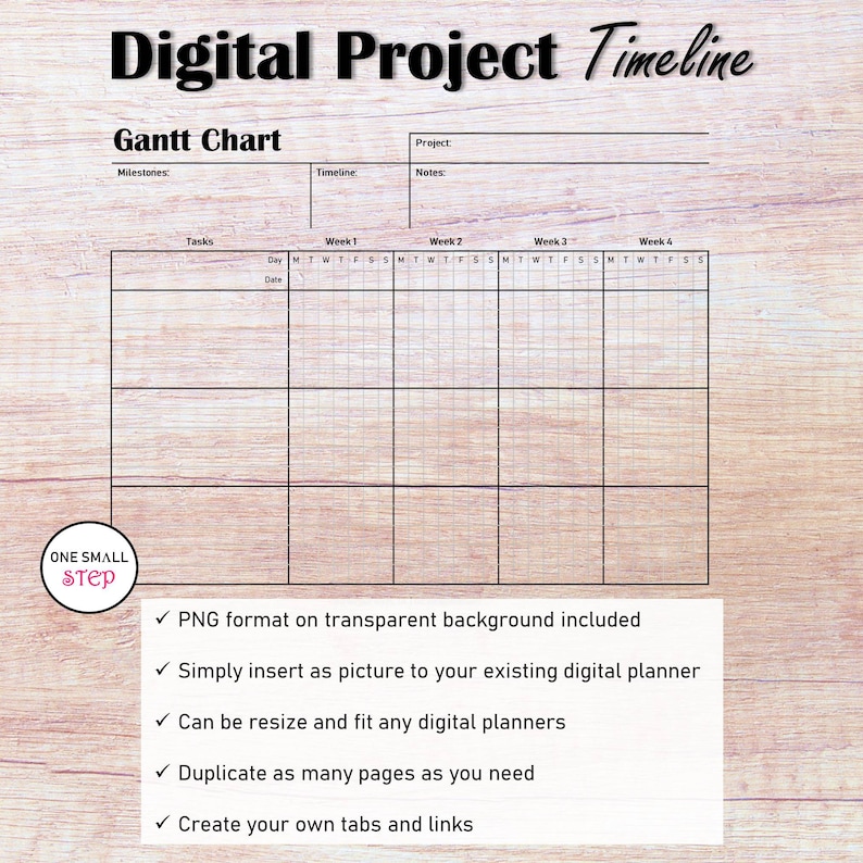 Digital Project Timeline Gantt Chart Template , Goodnotes Project ...