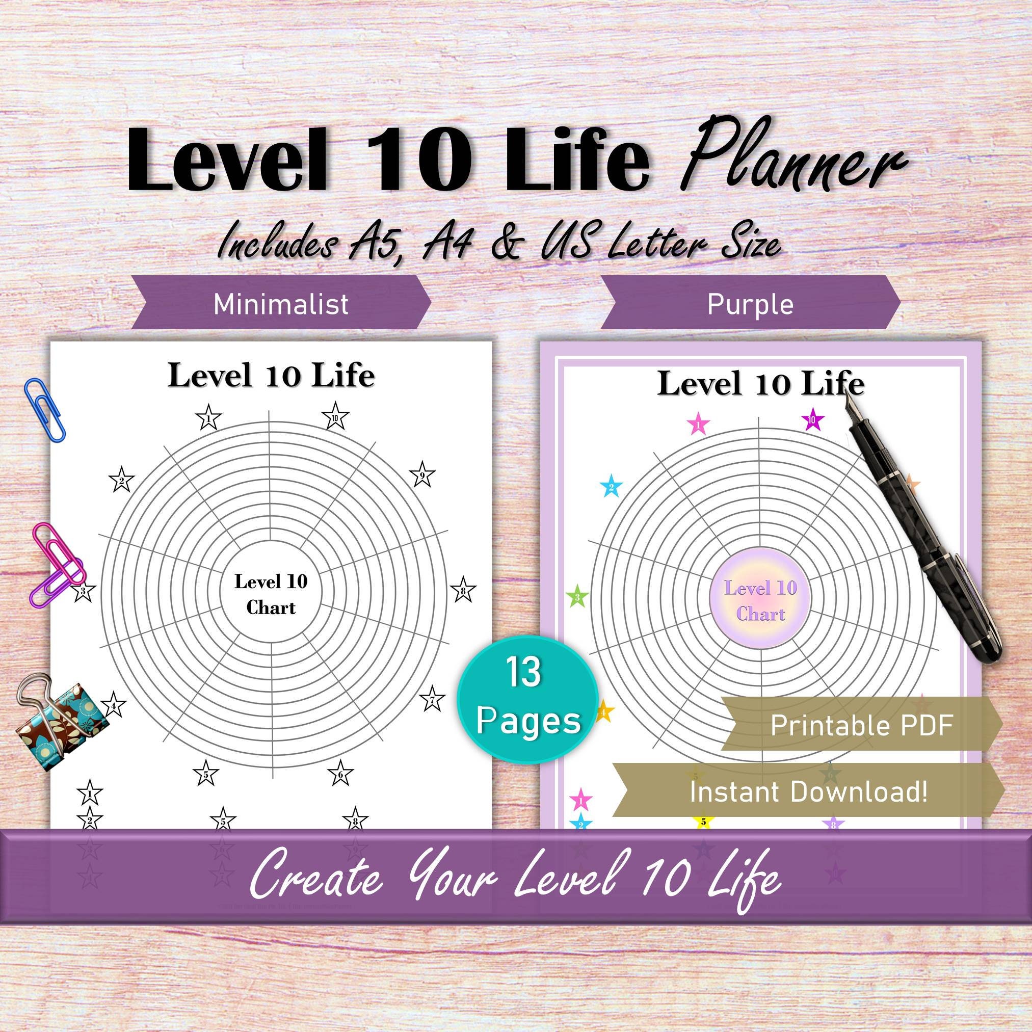 Level 10 Life, Wheel of Life Template, Level 10 Goal Planner, Personal ...