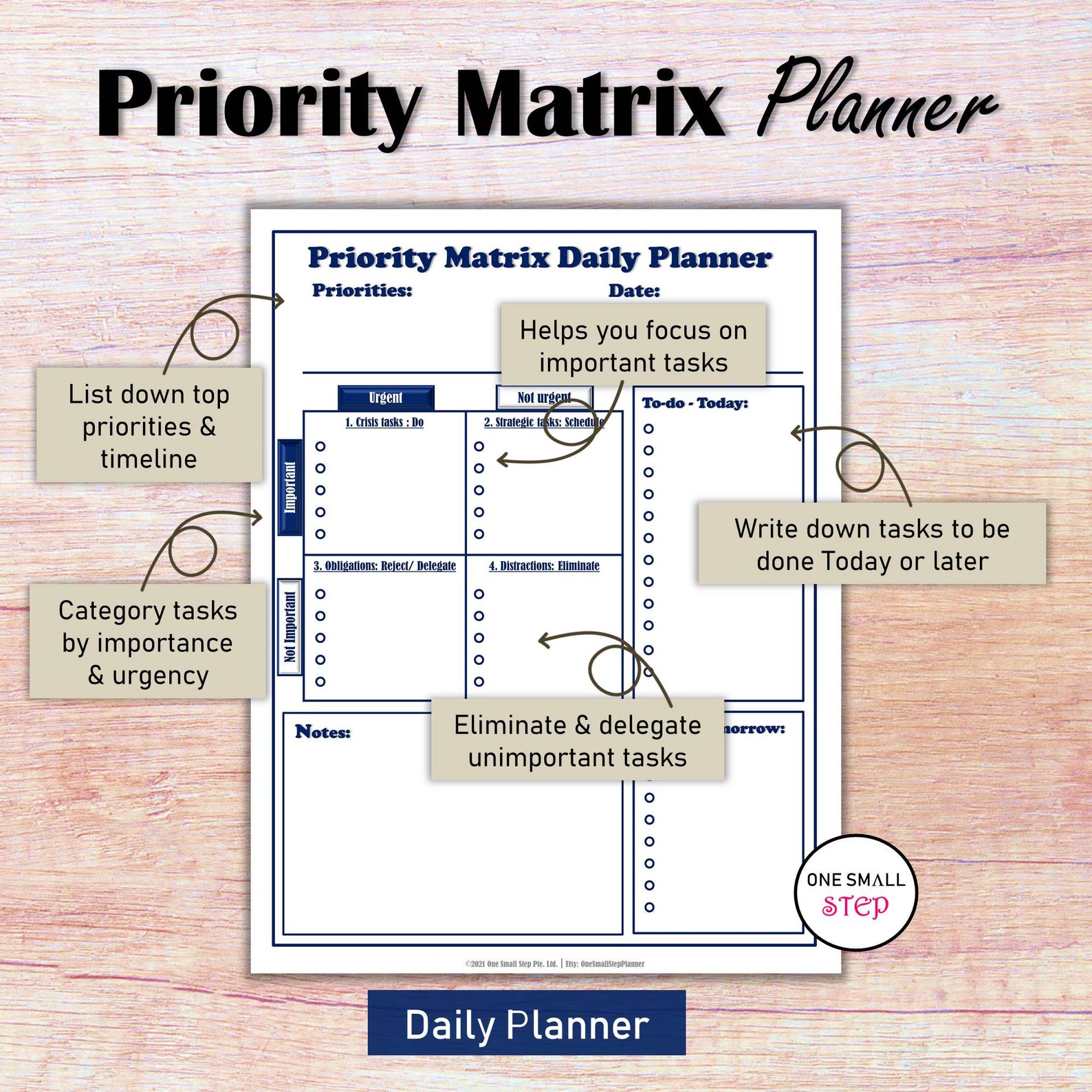 Priority Matrix, Eisenhower Matrix, Time Management, Task List, Weekly ...