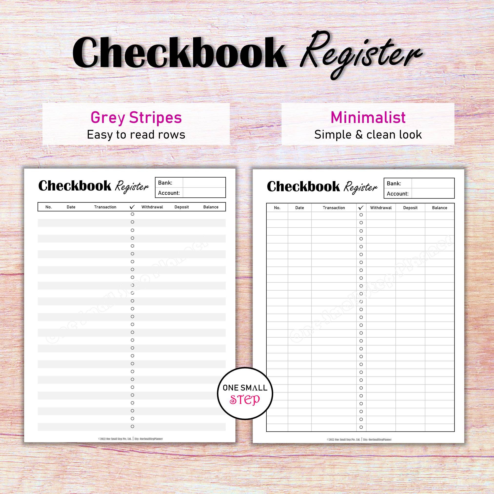 Checkbook Register, Checking Account Ledger, Bank Account Tracker ...