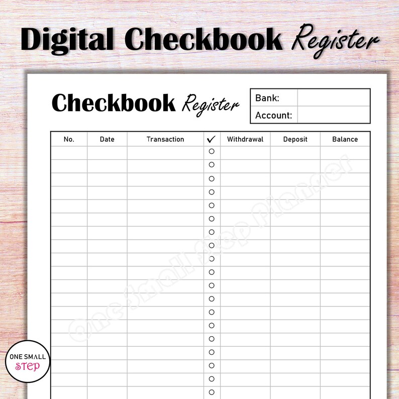 Digital Checkbook Register Goodnotes, Checking Account Ledger for Ipad ...