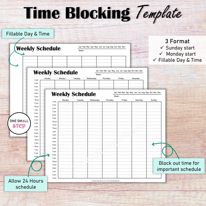Time Blocking Hourly Planner Book, Time Management Desk Weekly Planner ...
