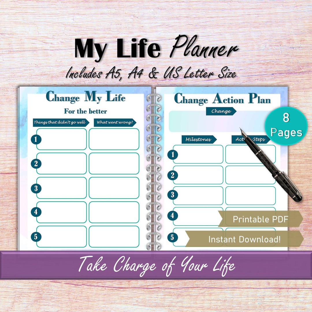 Life Planner Binder Personal Development Planner, Self Esteem Workbook ...