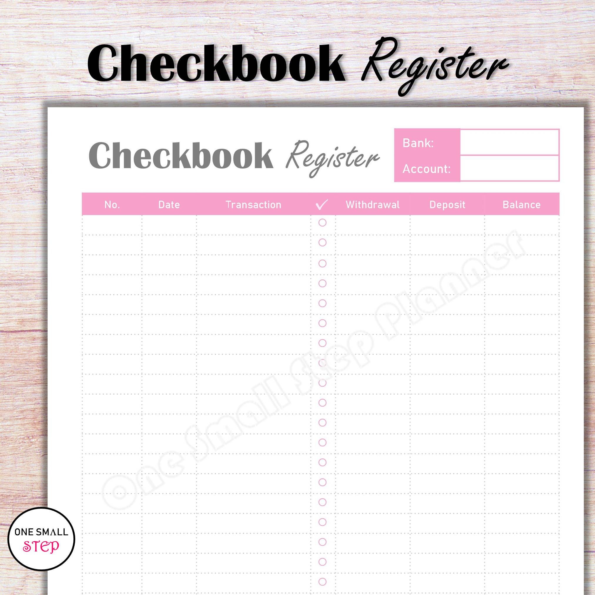 Checkbook Register Printable, Checking Account Ledger, Bank Account ...