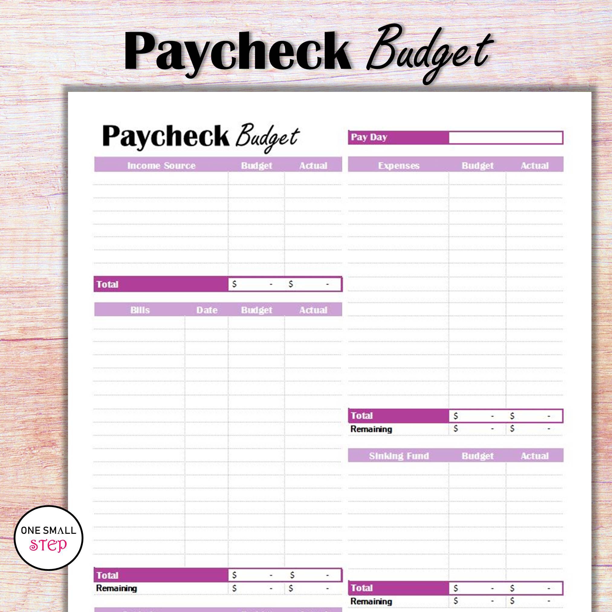 Budget by Paycheck Spreadsheet, Editable Monthly Budget Template Excel ...