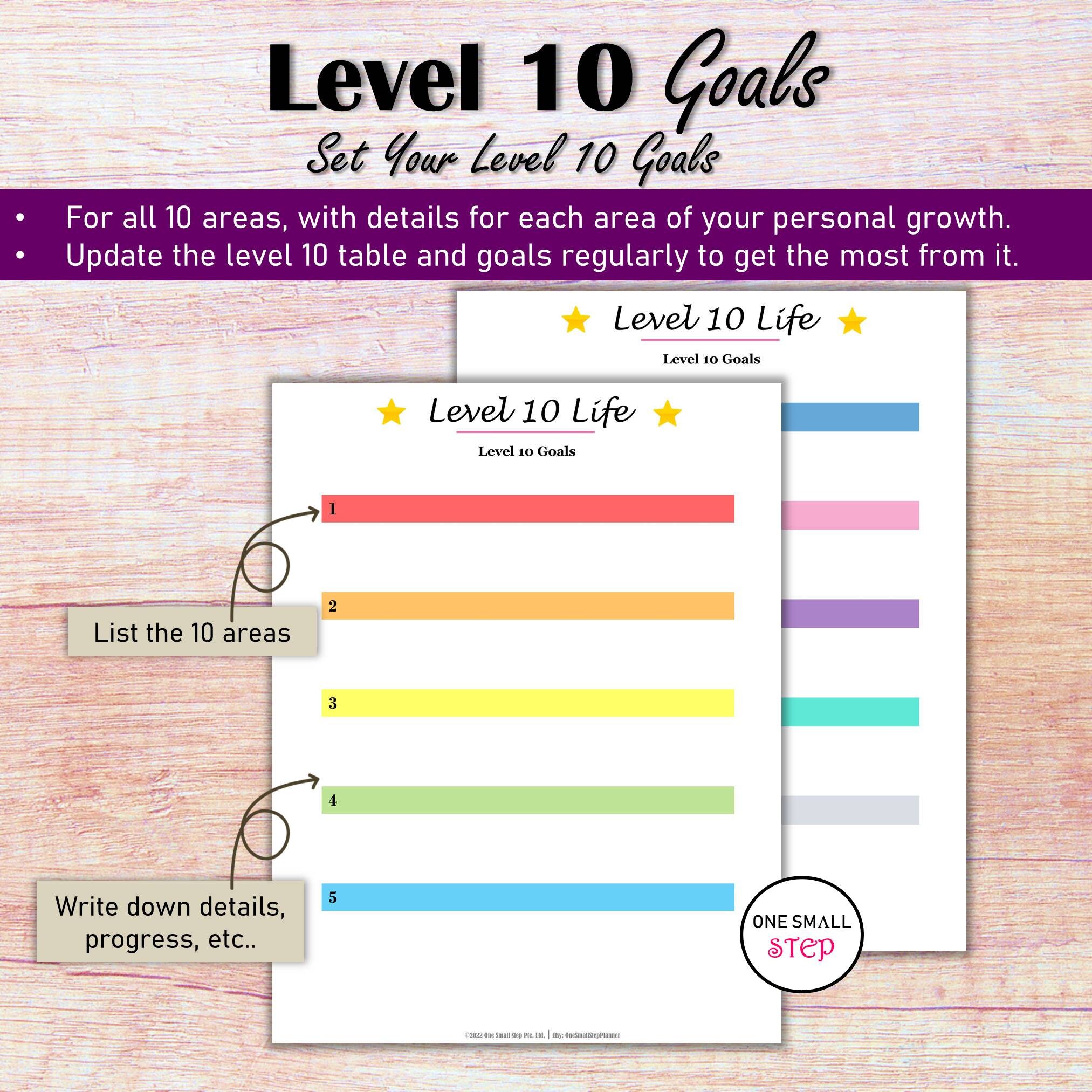 Level 10 Life Planner Bujo Template, Level 10 Goal Setting Table, Self ...