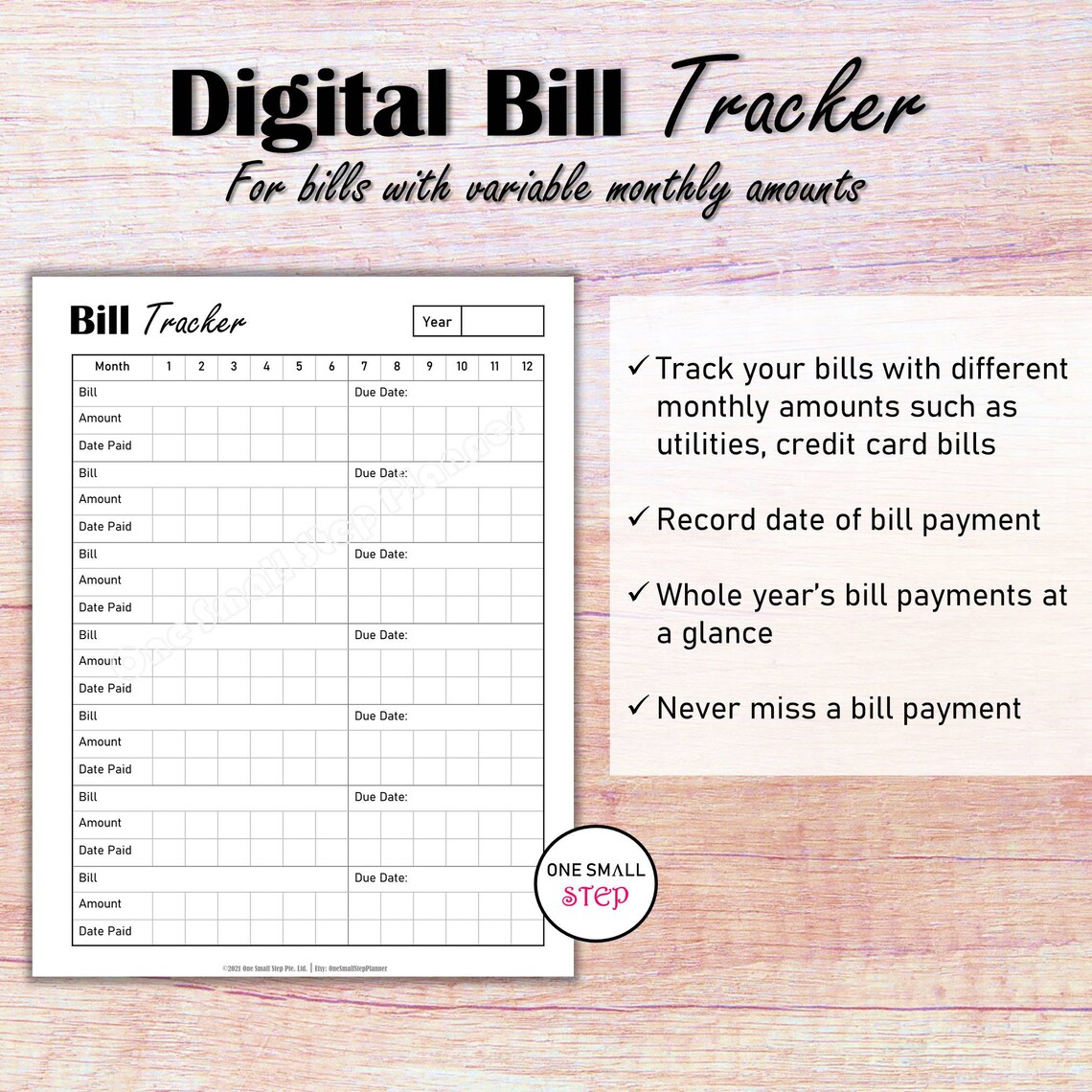 Digital Bill Tracker iPad Budget Planner, Goodnotes Monthly Bill ...