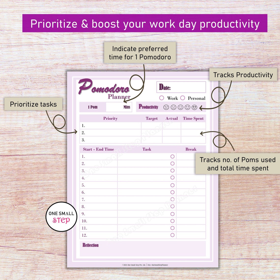 Onenote Digital Planner Pomodoro Planner, Time Management Pomodoro ...