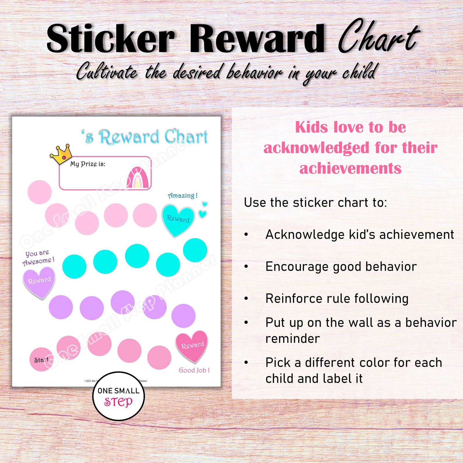 Reward Sticker Chart Kids Reward Chart Girl Sticker Chart - Etsy
