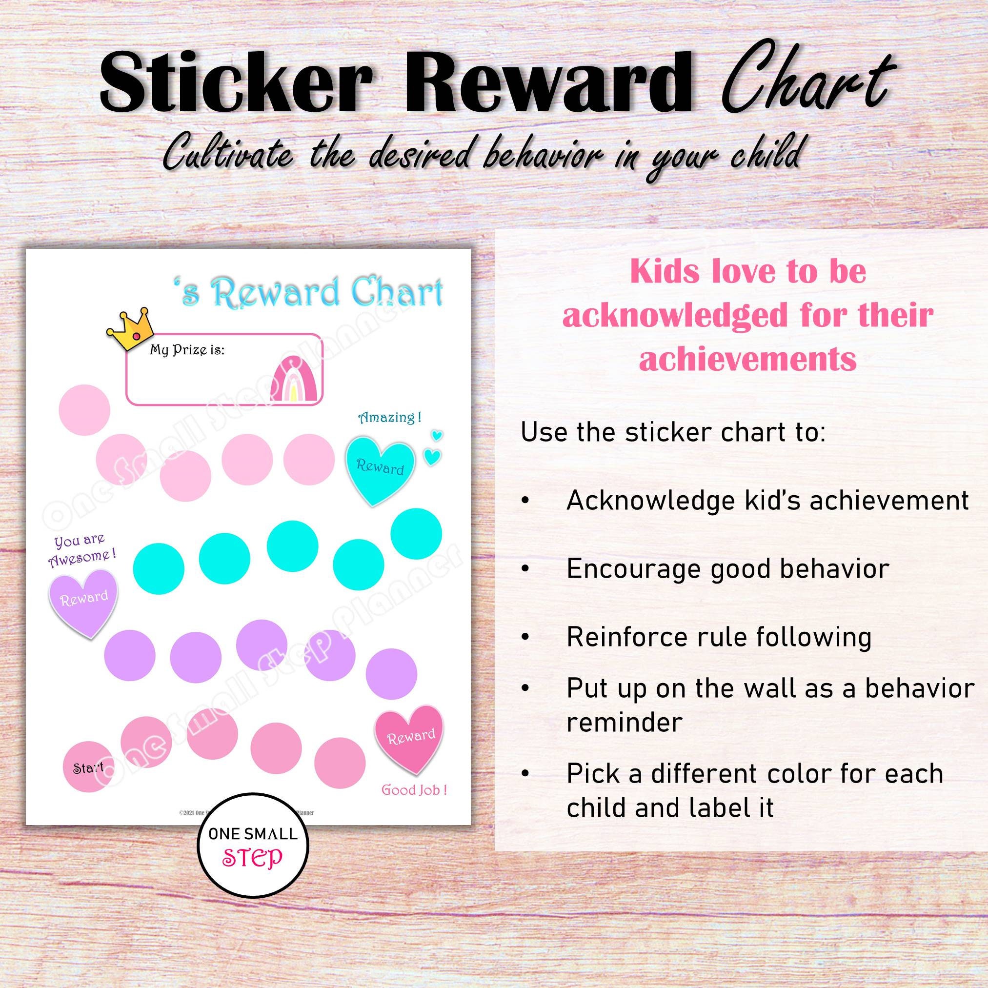 Reward Sticker Chart Kids Reward Chart Girl Sticker Chart - Etsy