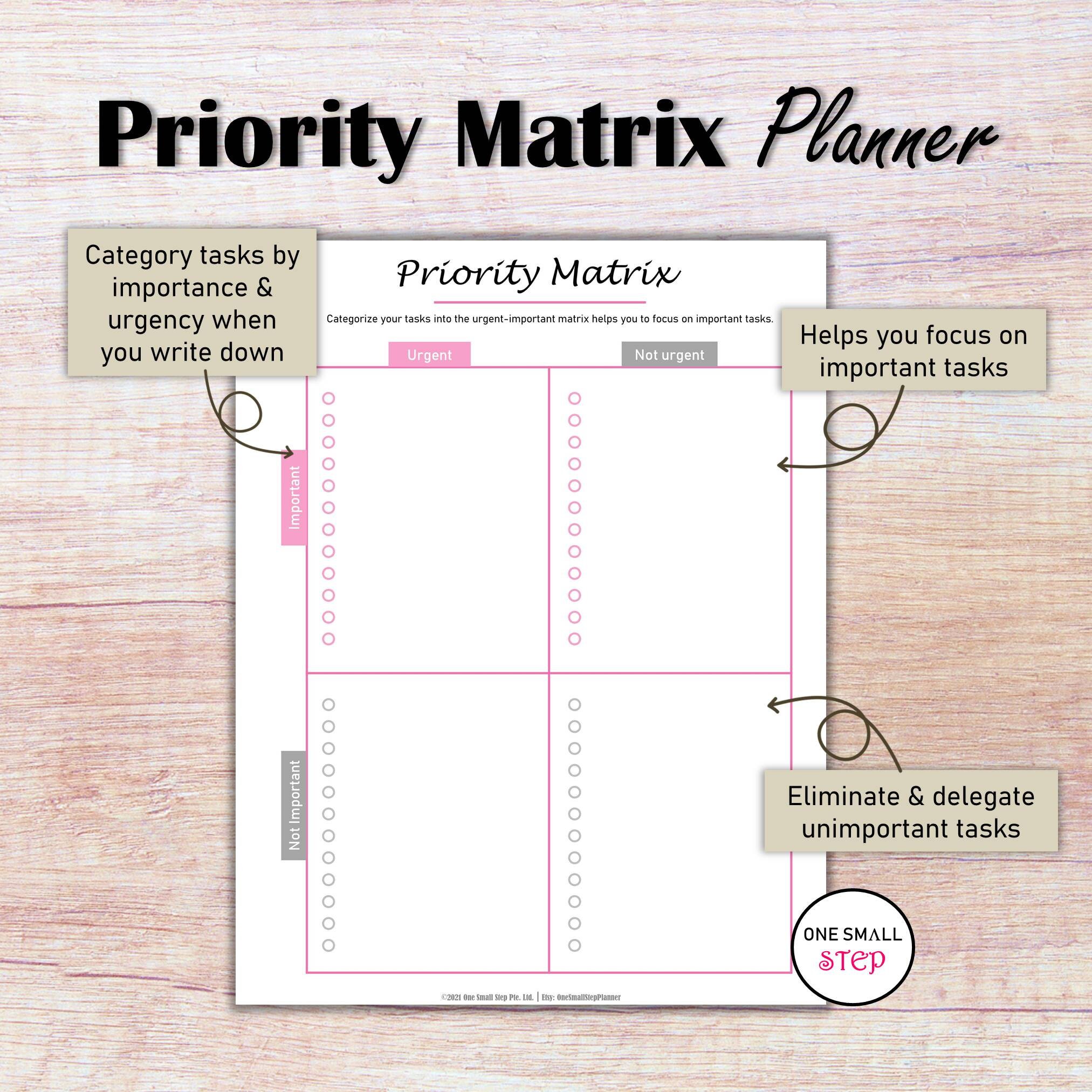 Priority Matrix Eisenhower Matrix Master Task List Daily | Etsy