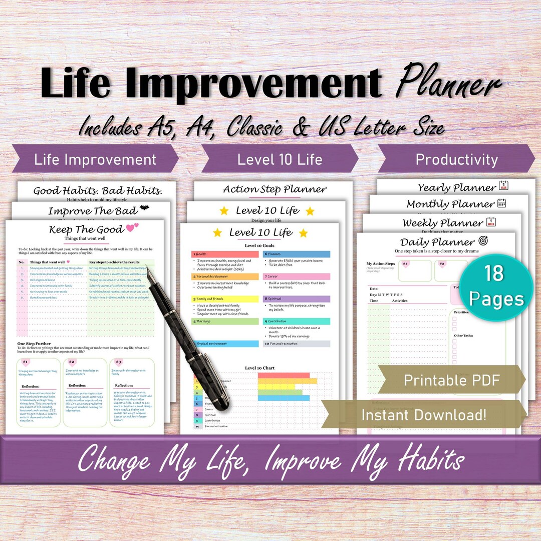 Personal Development Planner Life Planner Binder, Level 10 Life Goal ...